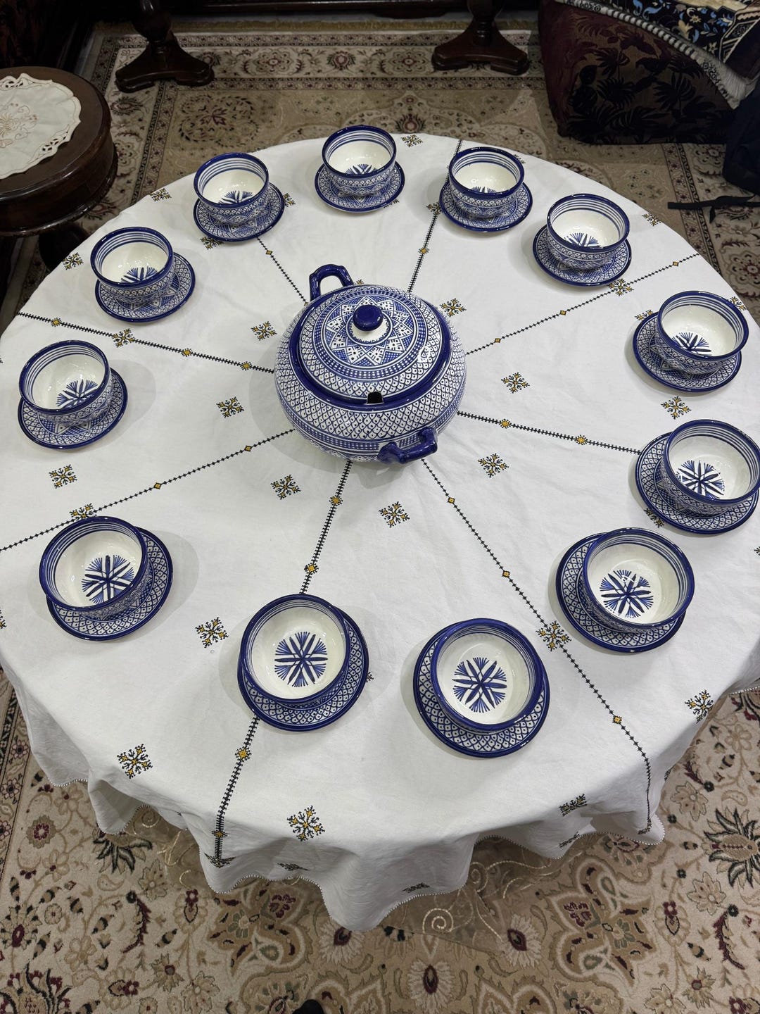 25 Piece Royal Blue Moroccan Dinner Set | Service for 12 (10+2 FREE ...