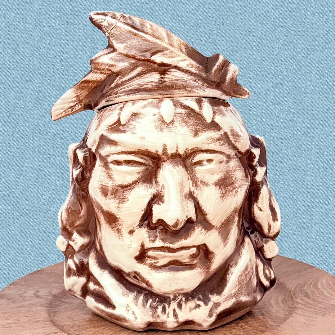 Vintage Mccoy Native American Cookie Jar 1950s | Rare Brown & White ...
