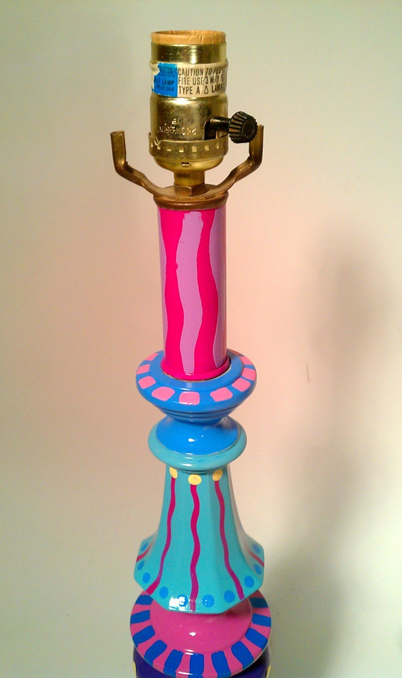 Hand Painted Table Lamp 007 Fun Funky Whimsical and Crazy | Etsy