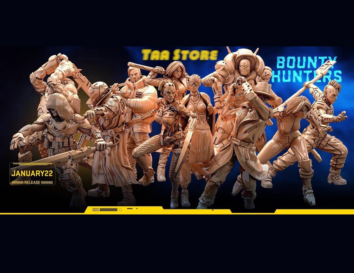 Bounty Hunters Miniatures Pack | 3D STL Miniatures | Stl Pack | Stl ...