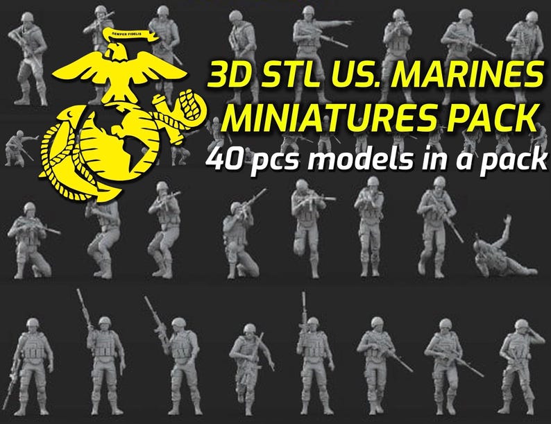 US Marines Miniatures Pack | Stl File | Miniatures | 3D Miniatures ...