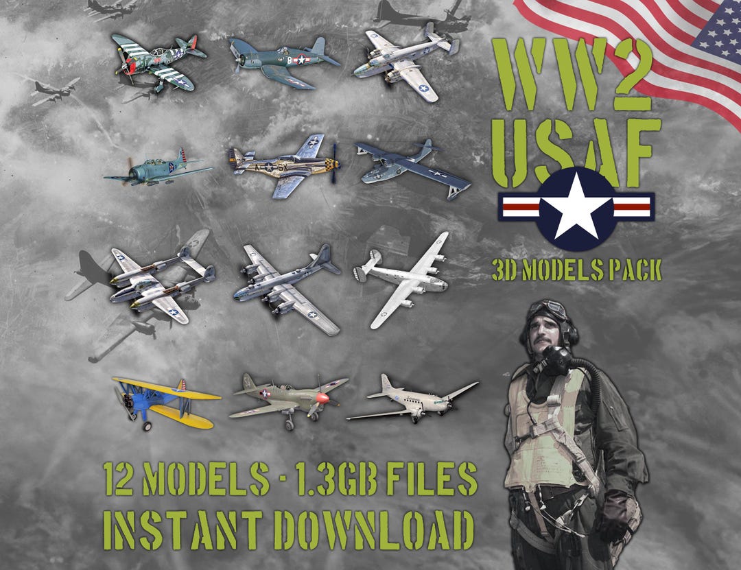 WW2 USAF 3d Stl Pack - 12 Pcs Models - World War 2 - 3d Stl Pack - 3d ...