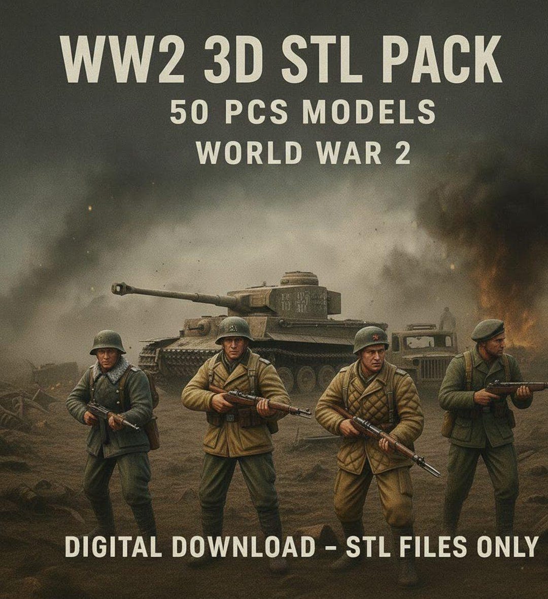 Pack stl 3D WW2 - 50 modèles - 2e guerre mondiale - Figurines WW2 ...