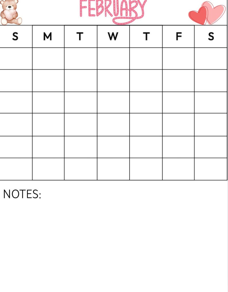 Monthly Calendar Printable - Etsy