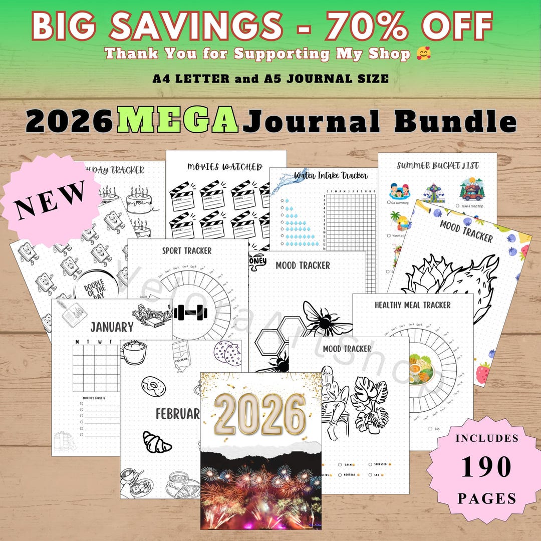 2026 Mega Journal Bundle - Printable Planner Pages A5/A4 (digital ...