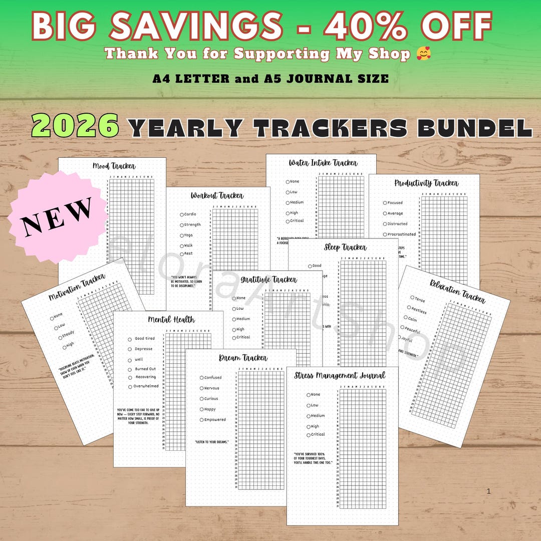 2026 Yearly Tracker Bundle | PRINTABLE and Digital Planner Goal ...