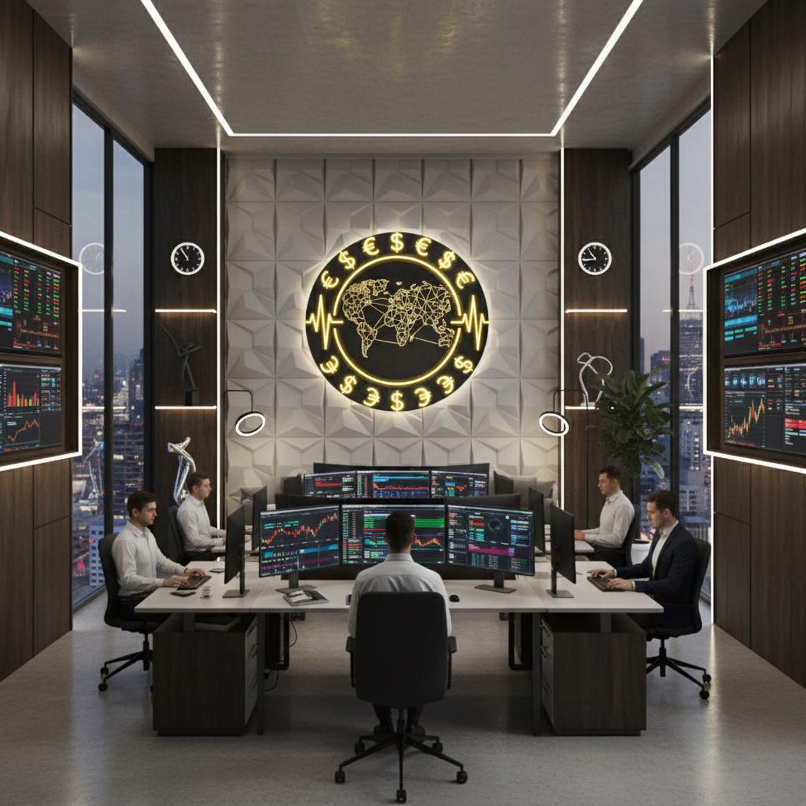 Currency Wall Art World Map Financial Decor for Modern Forex Trading ...