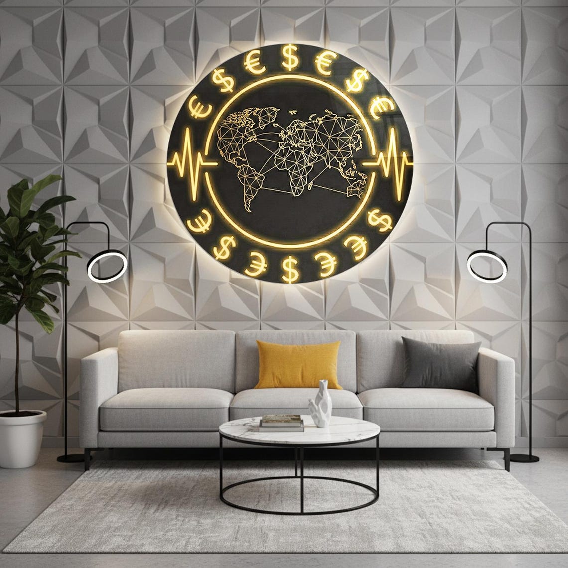 Currency Wall Art World Map Financial Decor for Modern Forex Trading ...