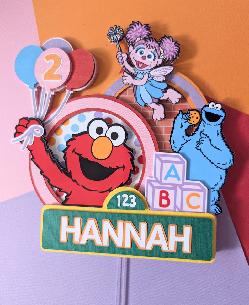 Personalized Sesame Street Cake Topper – Pink Elmo Birthday Cake Topper ...