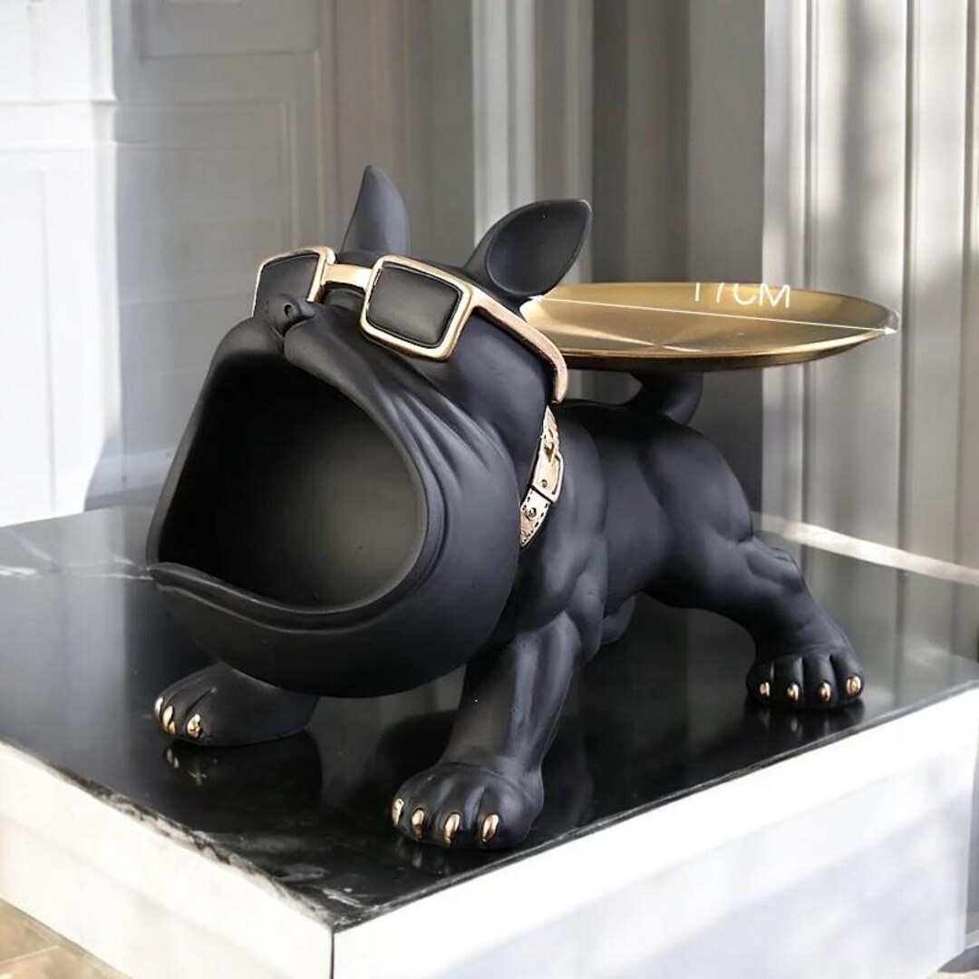 Luxury Resin Bulldog Storage Box – 30cm Dog Figurine Organizer | Modern ...