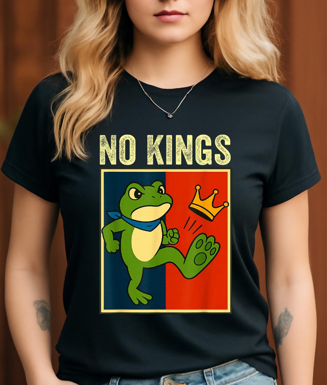 No Kings Frog PNG, Funny Political Cartoon Design, Anti Monarchy Frog ...
