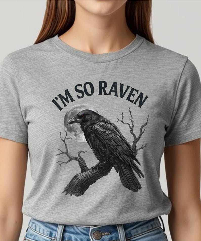 Gothic Moon Raven PNG, Witchy Halloween Shirt Design (digital Download ...