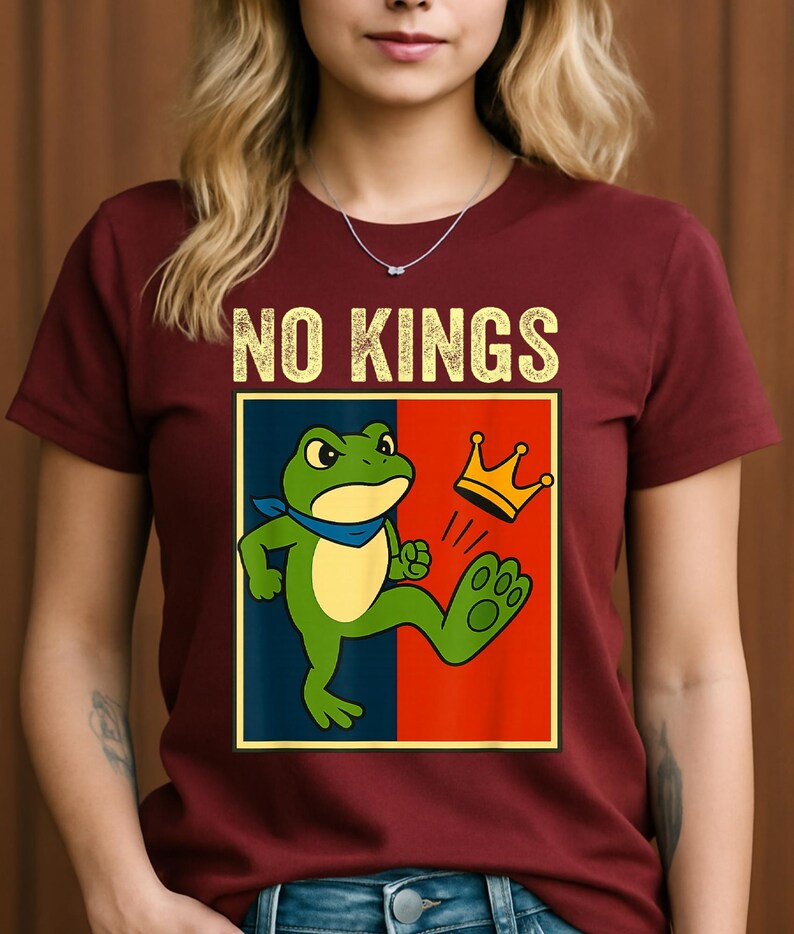 No Kings Frog PNG, Funny Political Cartoon Design, Anti Monarchy Frog ...