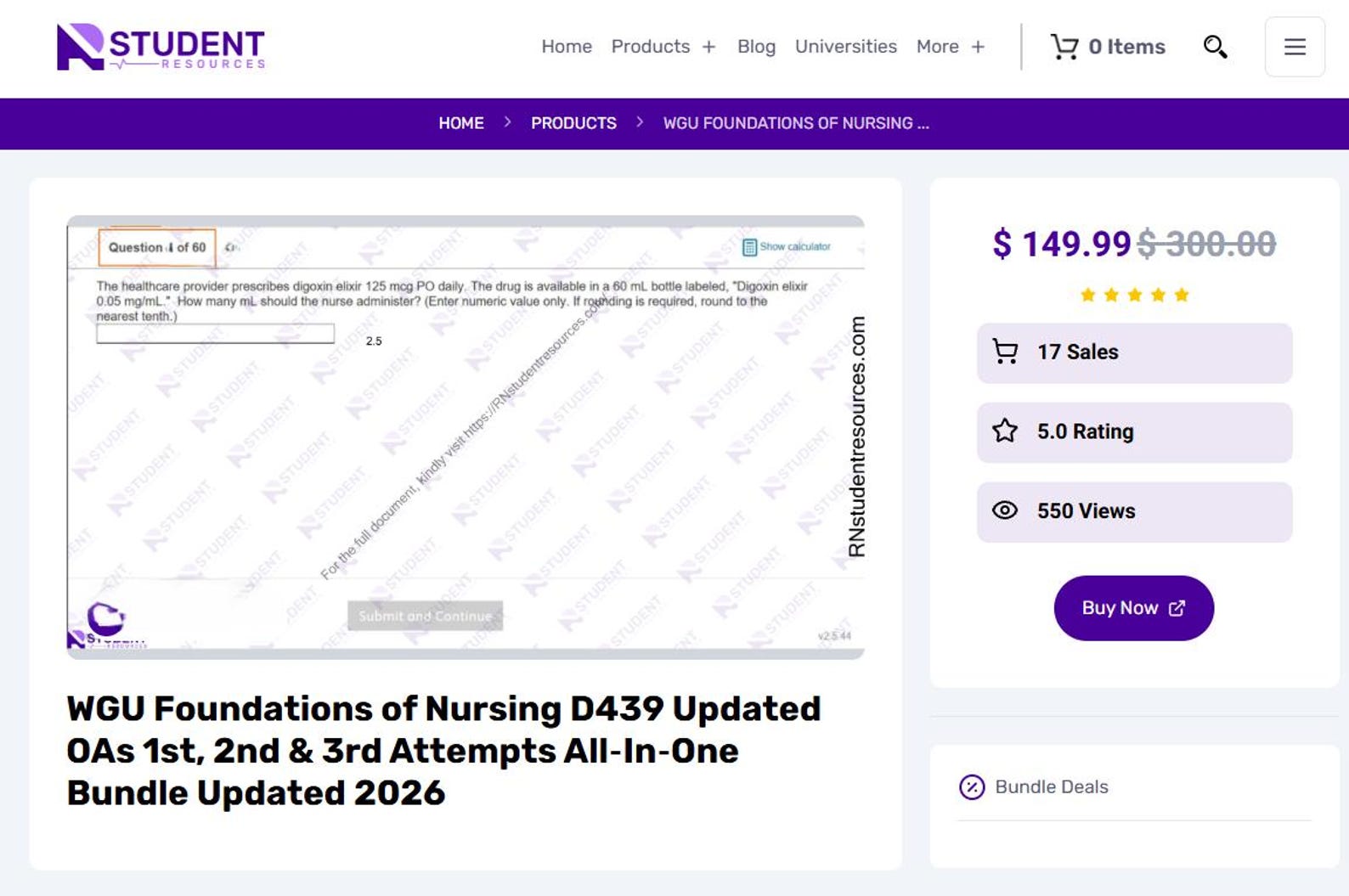 WGU Foundations of Nursing D439 Updated Oas 1st, 2nd & 3rd Attempts All ...