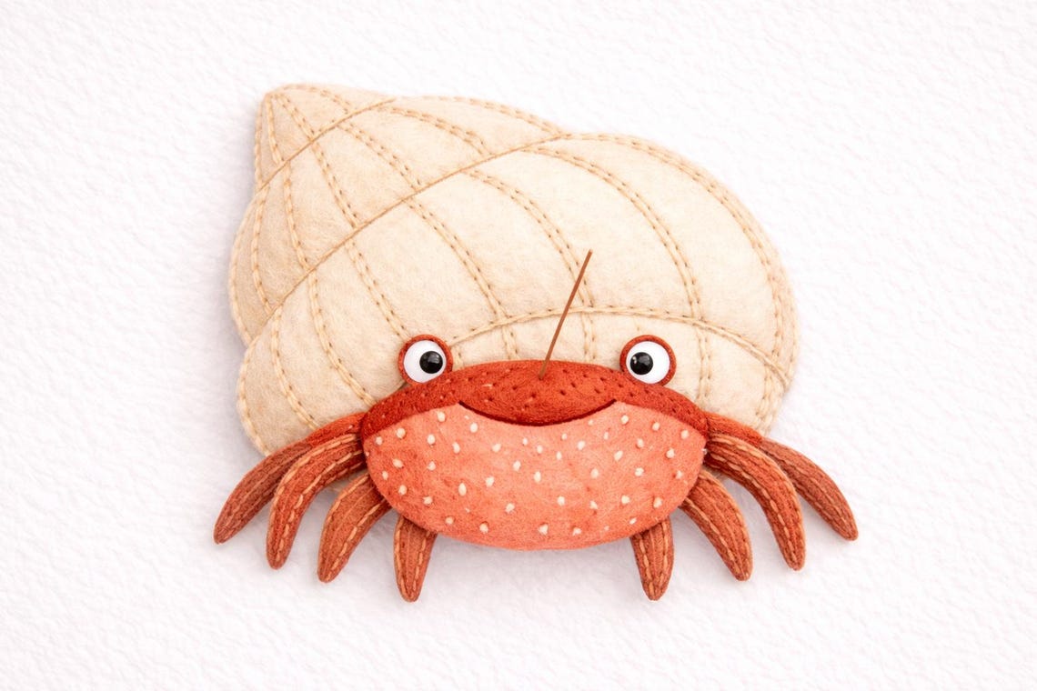 Cute Felted Crab Sewing Pattern, Felt Sea Animals Patterns, Animals ...