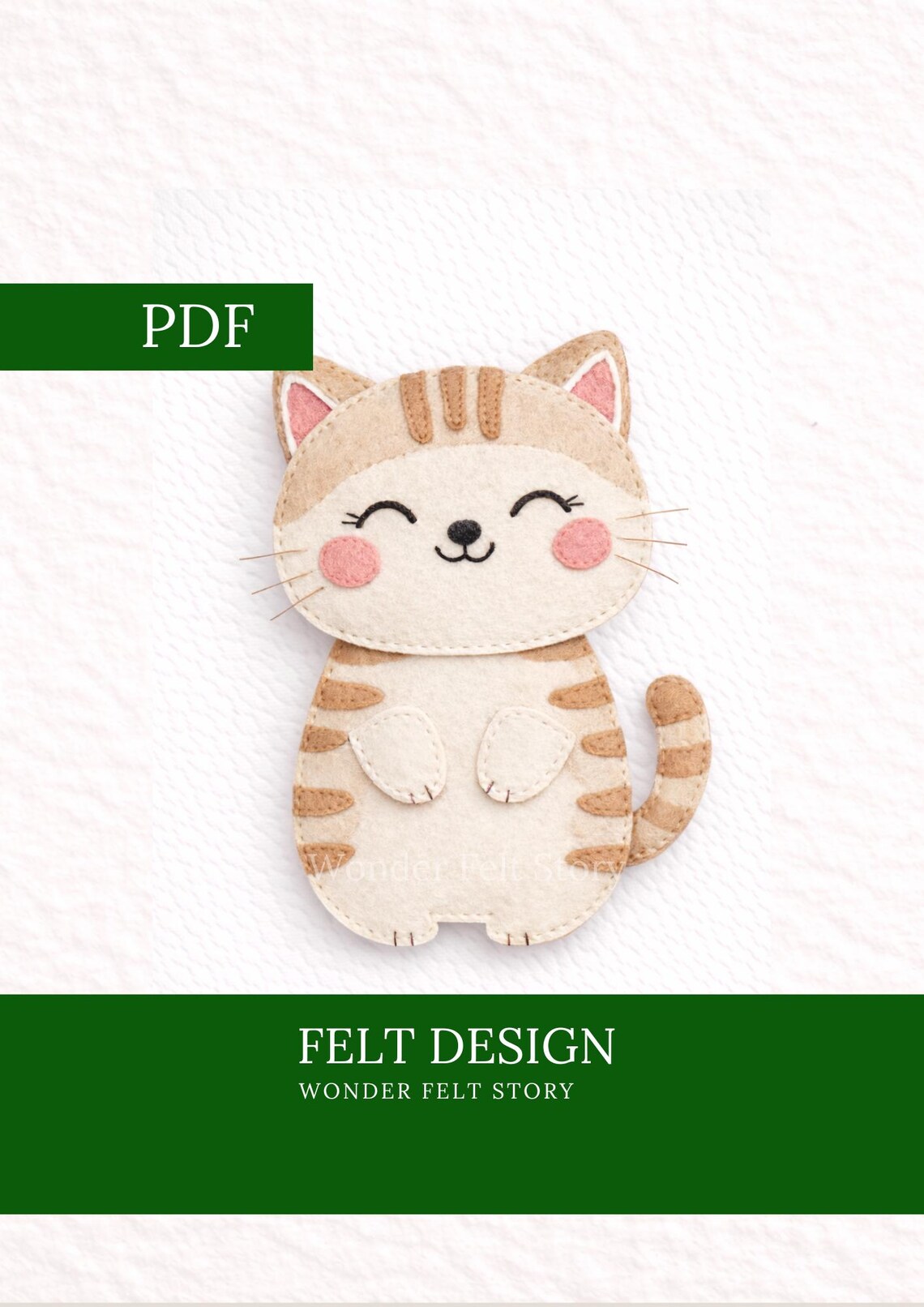 Cute Felt Cat Sewing Pattern, Felt Animal Patterns, Felt Ornaments, DIY ...