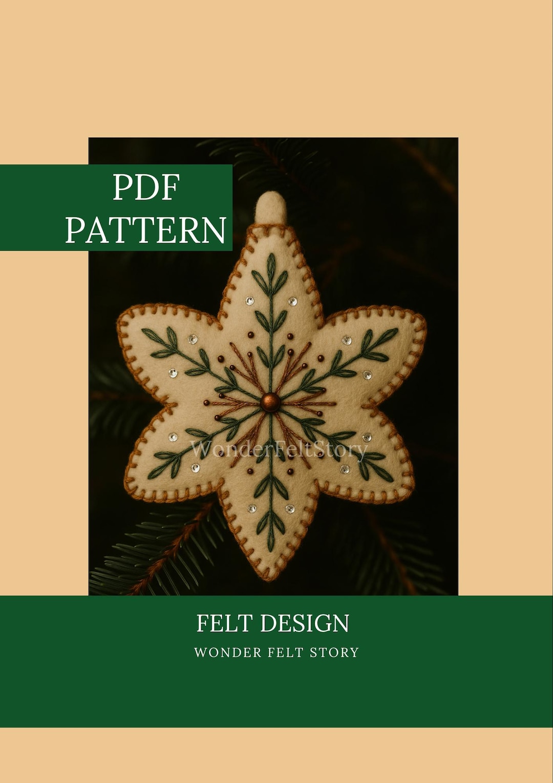 Felt Star Ornament Pattern PDF, Felt Christmas Ornament Sewing Pattern ...