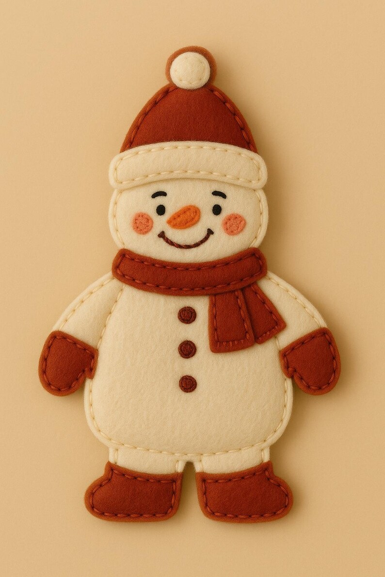 Felt Ornament Pattern, Snowman Christmas Ornament, Felt Christmas ...