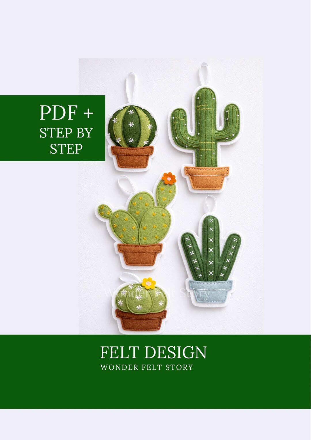 Felt Flowers Sewing Pattern, Felt Cactus Bundle, Felt Ornaments ...