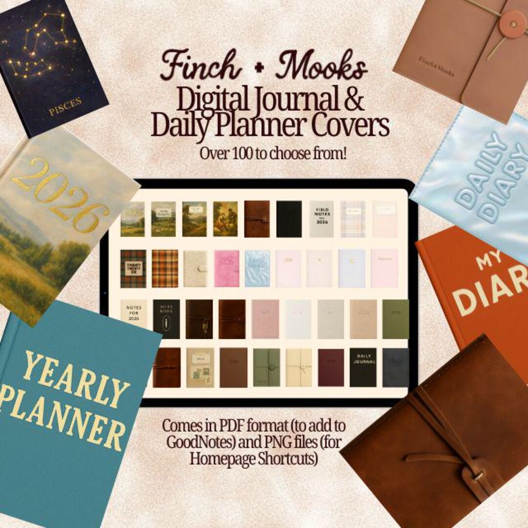 Digital Covers for Yearly Planners 2026, Real & Textured Journal Covers ...