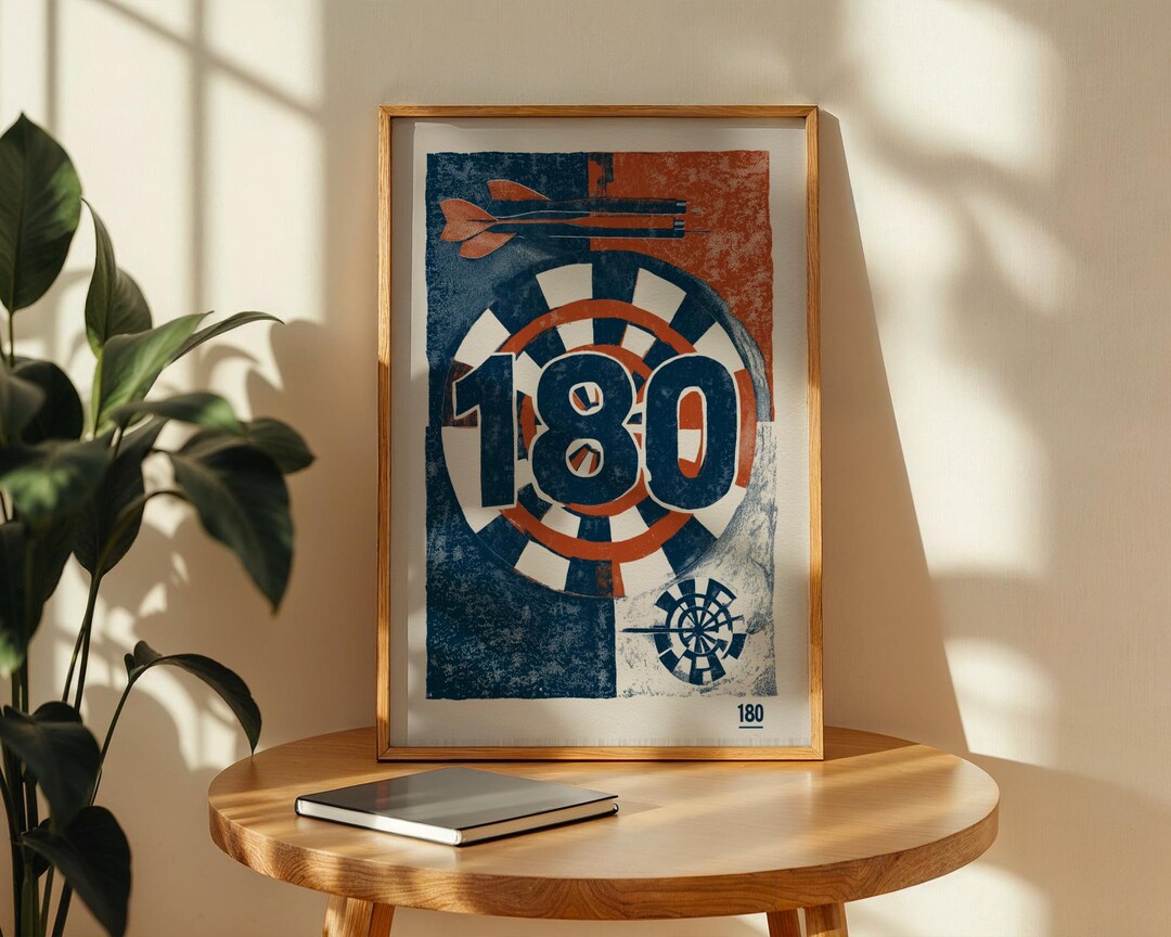 180 Darts Poster - Abstract Dartboard Wall Art - Retro Sports Print ...