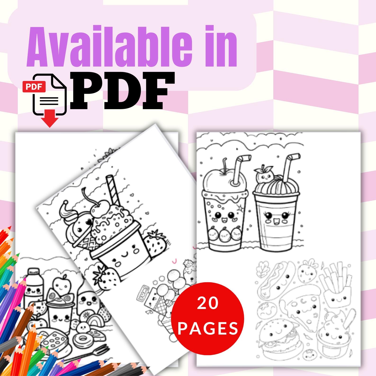 Cute Food Coloring Pages Printable Instant Download - Etsy
