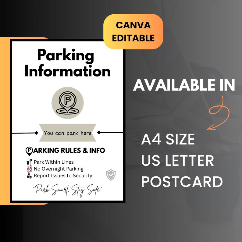 Airbnb Parking Sign Template Canva Editable Printable - Etsy