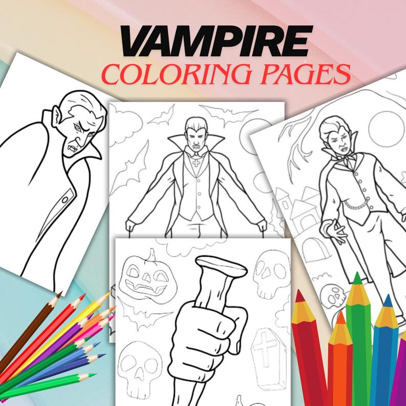 Vampire Coloring Page Printable for Kids and Adults - Etsy