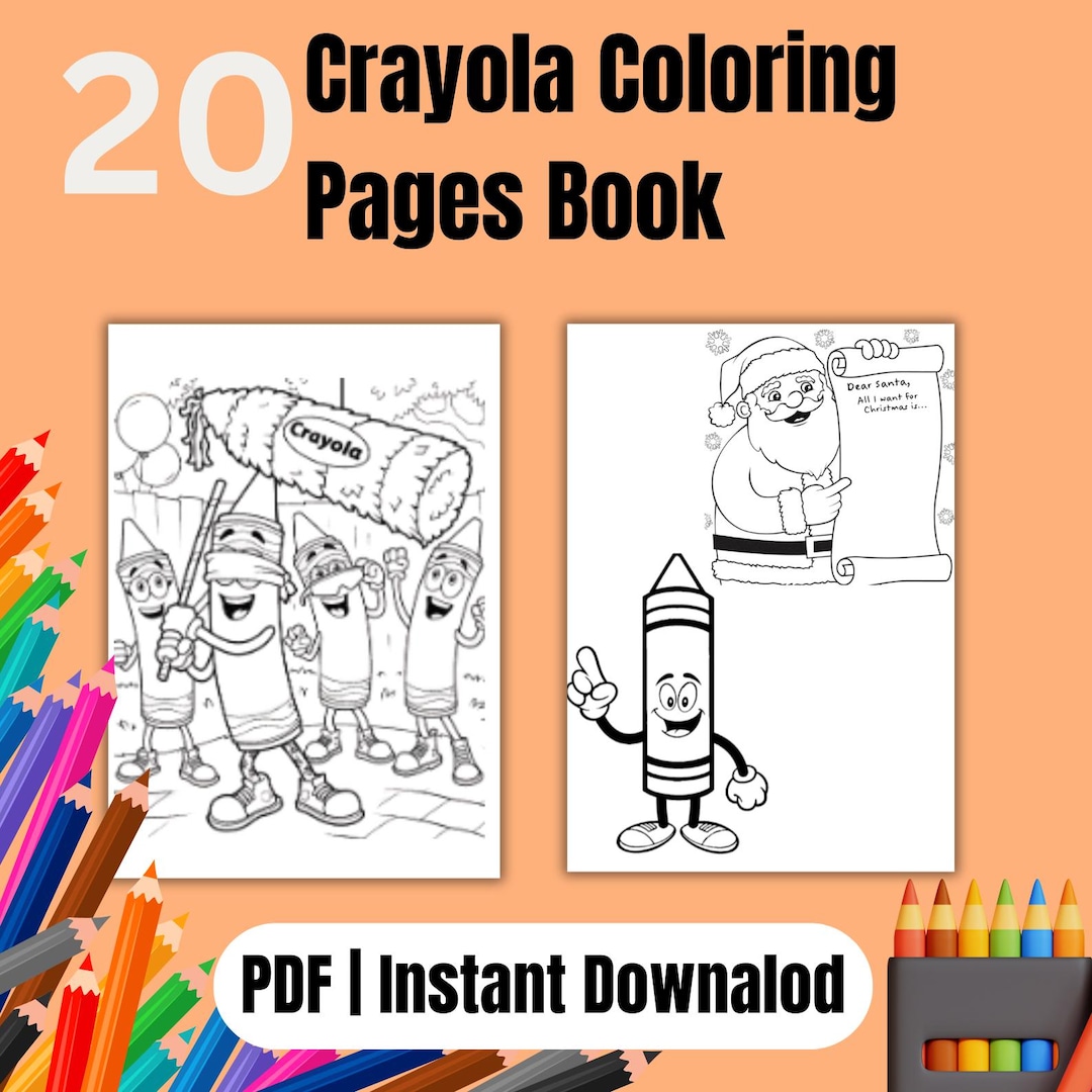 Crayola Coloring Pages PDF Printable A4 Digital Download - Etsy