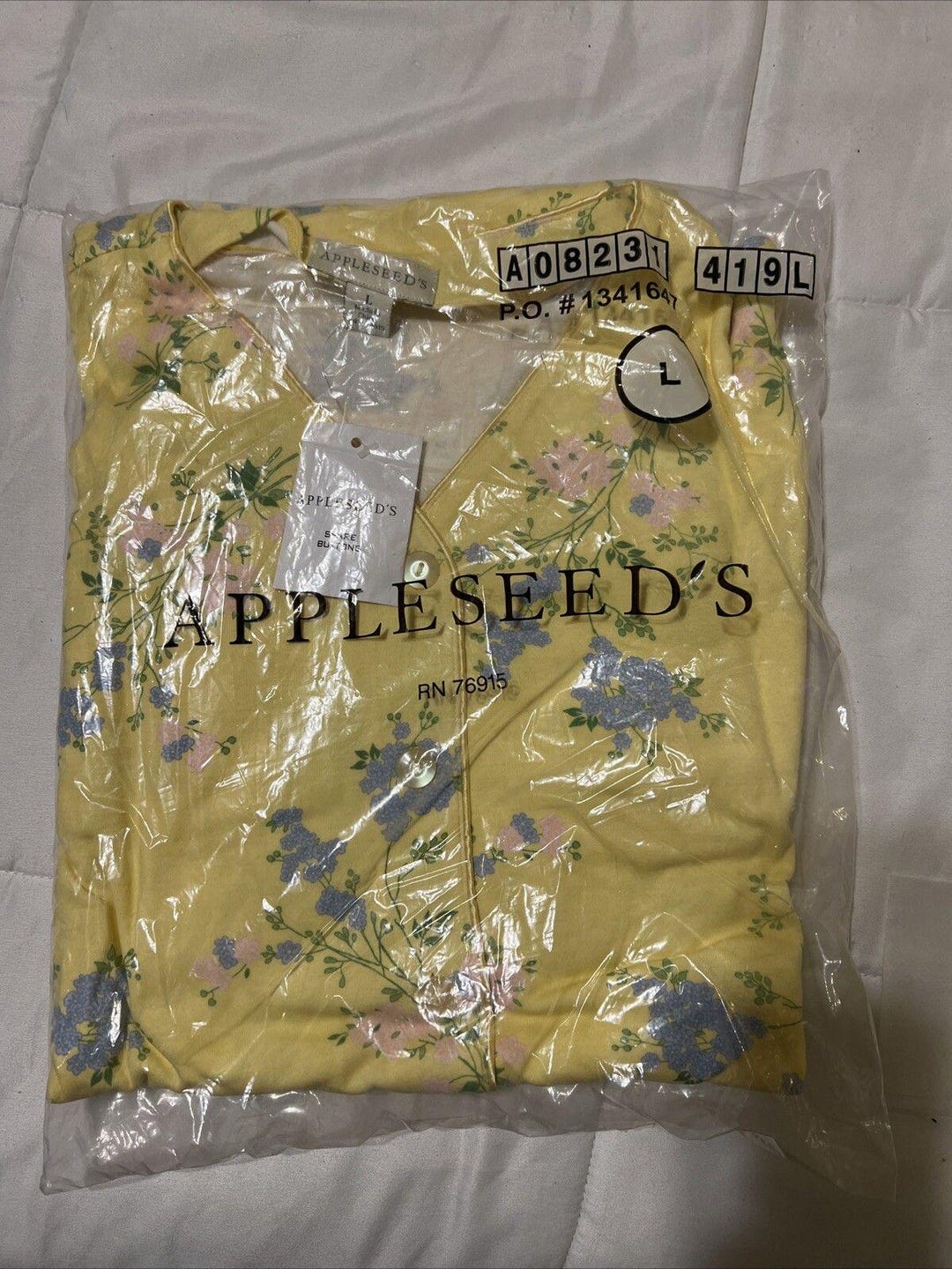New in Package Vintage Appleseed’s Pajamas Set Large Yellow Floral - Etsy
