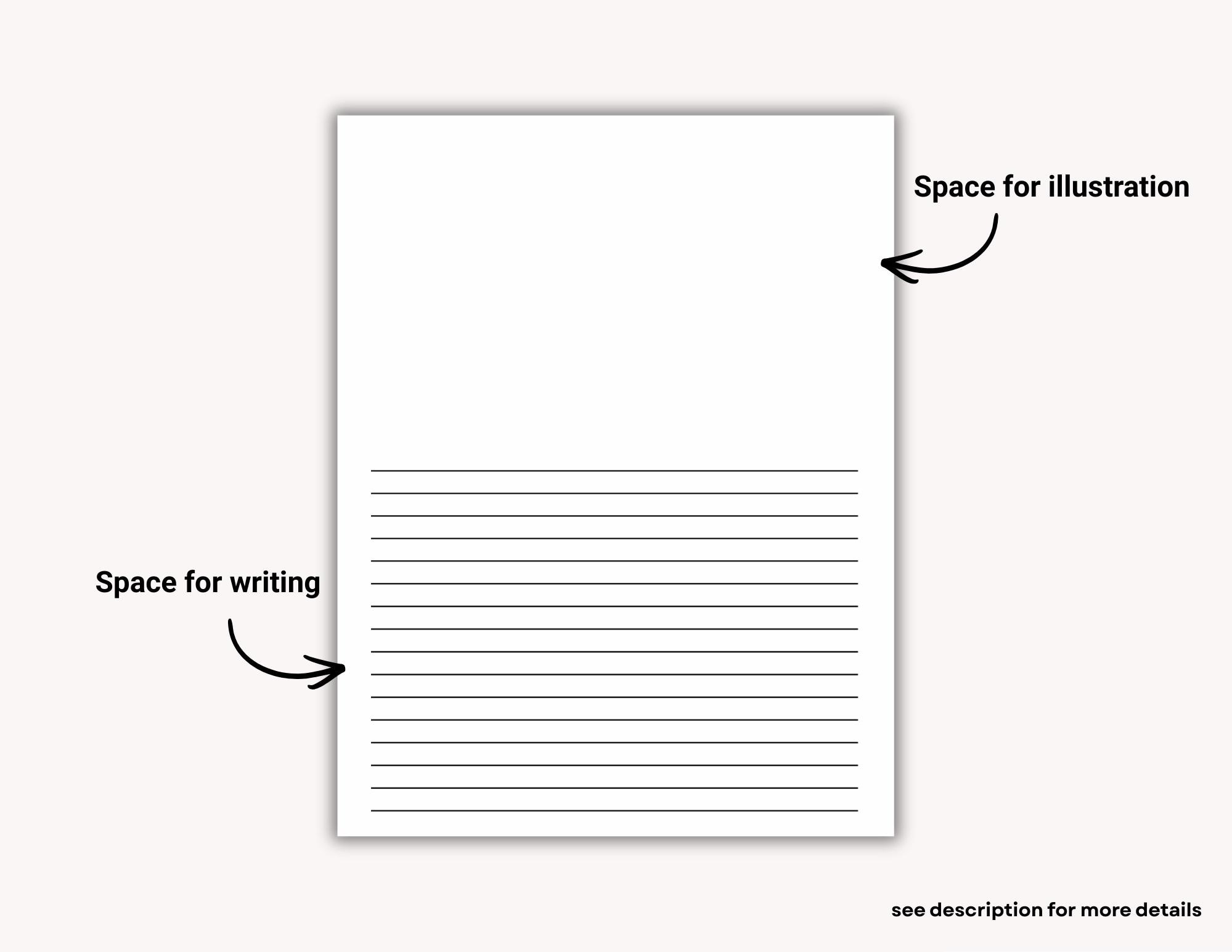 Half Lined Paper, Story Writing Paper Template: Instant Download ...