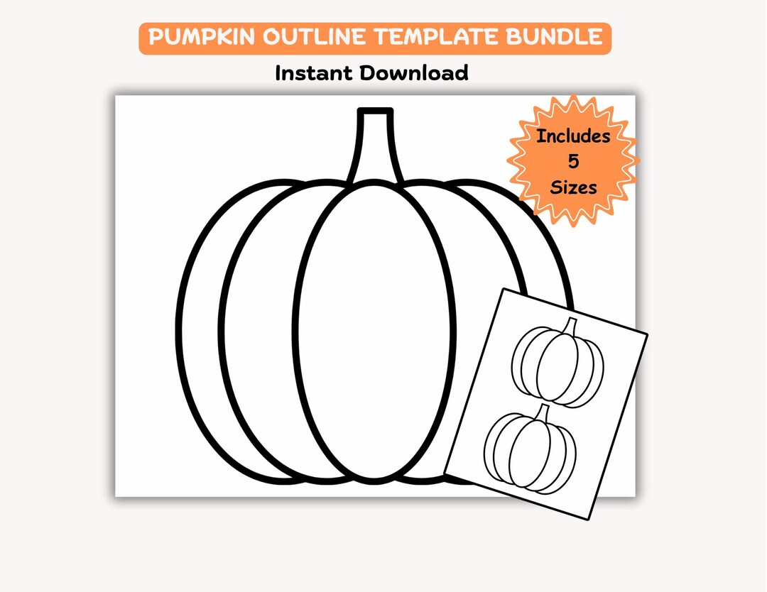 Pumpkin Outline Template Bundle: Instant Download PDF, DIY Autumn ...