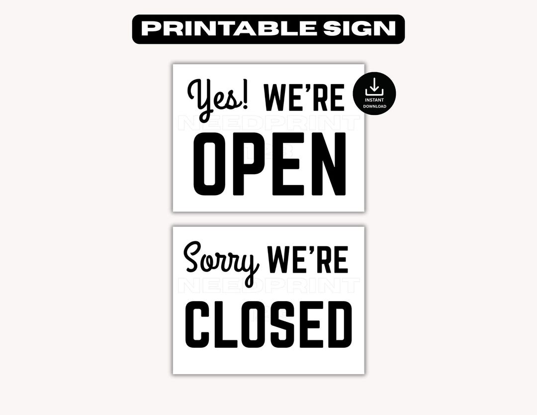 Open Close Printable Storefront Signs: Instant Download PDF, US Letter ...