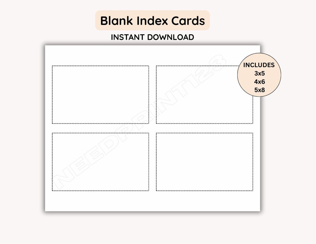 Blank Index Cards Printable, Multiply-size Index Card Templates ...