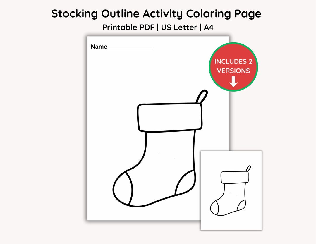 Stocking Activity Coloring Page: Printable Christmas Holiday Template ...