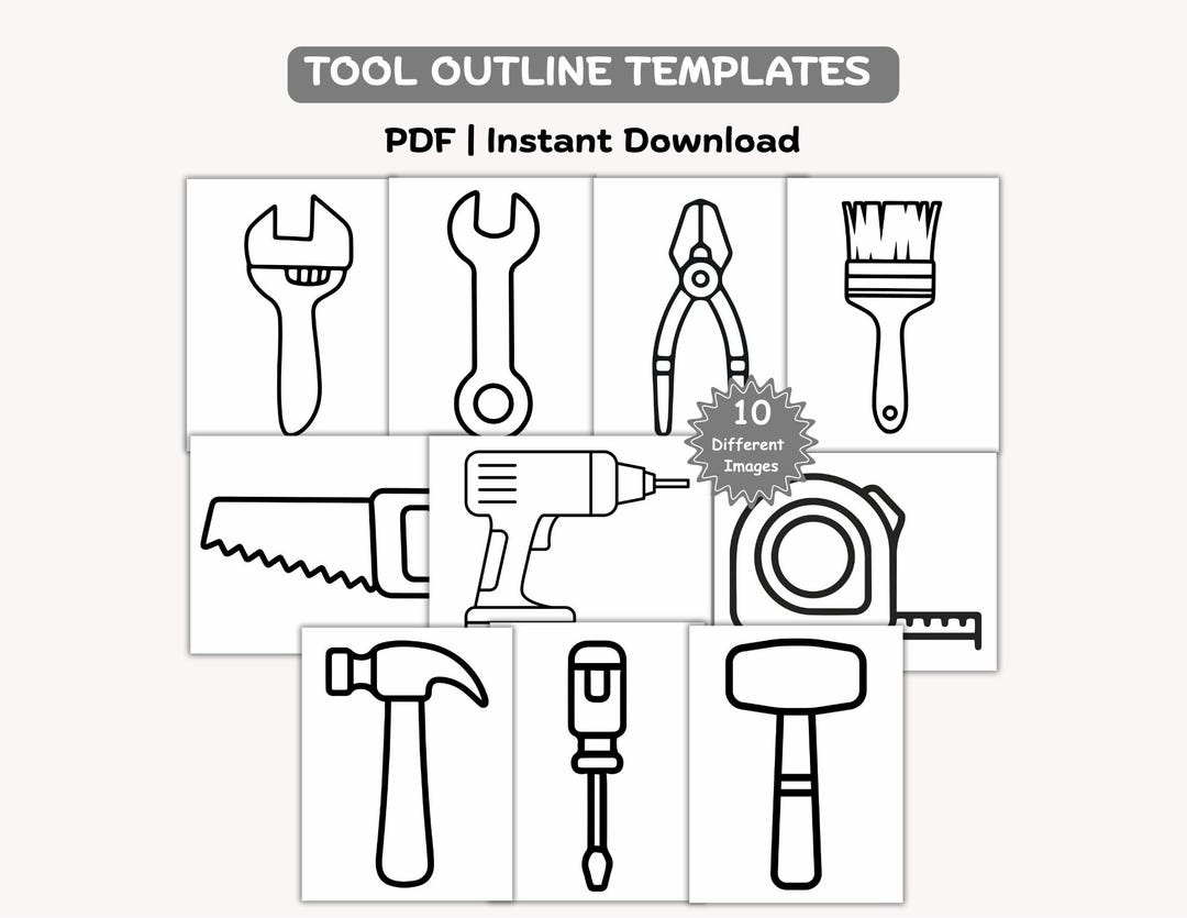 Tool Outline Image Templates: Instant Download, Printable PDF, DIY ...