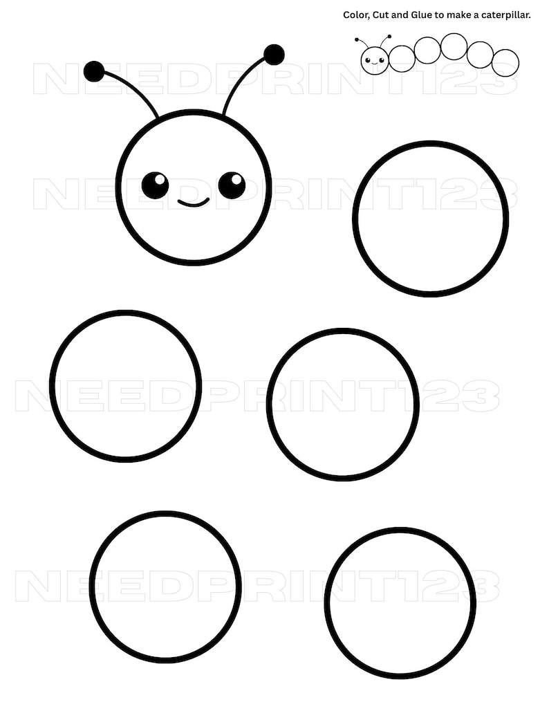 Caterpillar Coloring Craft Activity: Fine Motor Skills Printable (PDF ...
