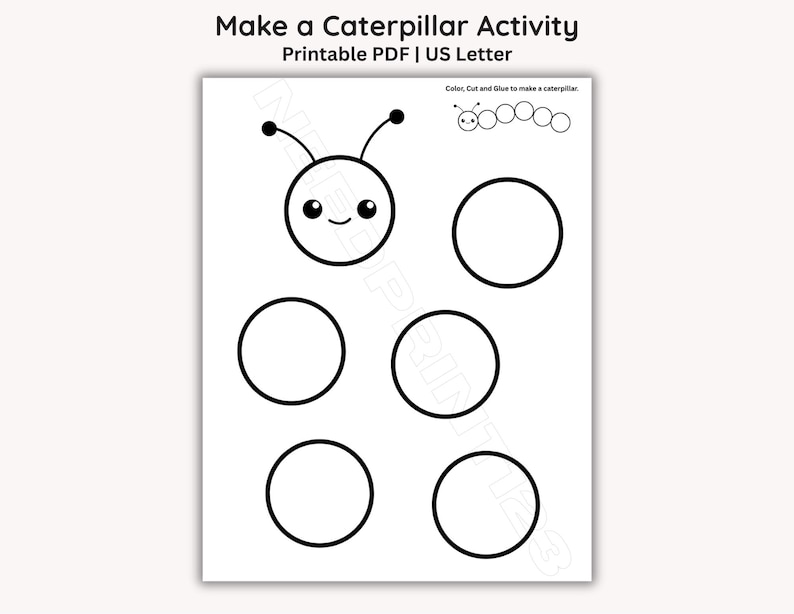 Caterpillar Coloring Craft Activity: Fine Motor Skills Printable (PDF ...