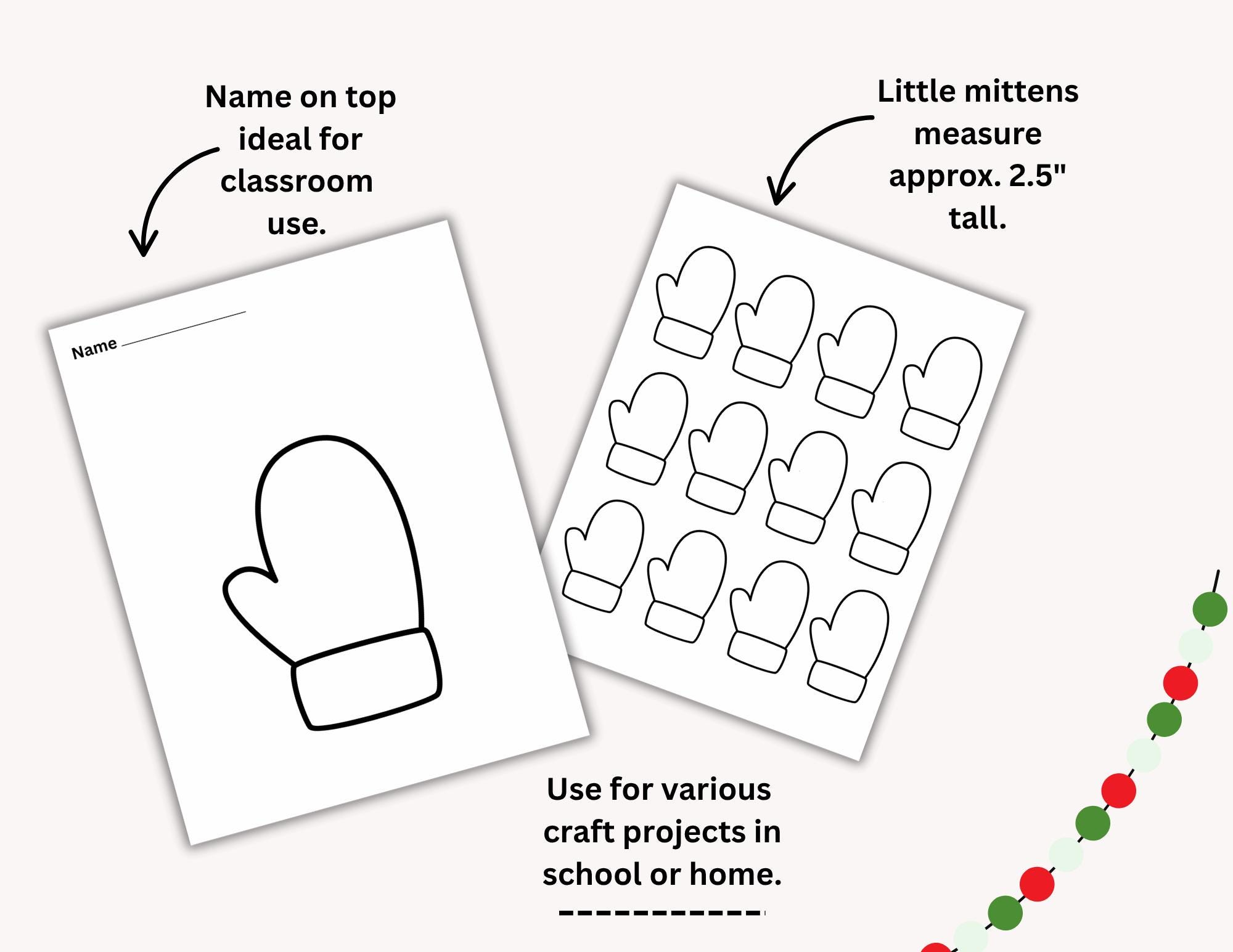 Mitten Outline Coloring Page, Mitten Craft Activity: Printable PDF, US ...