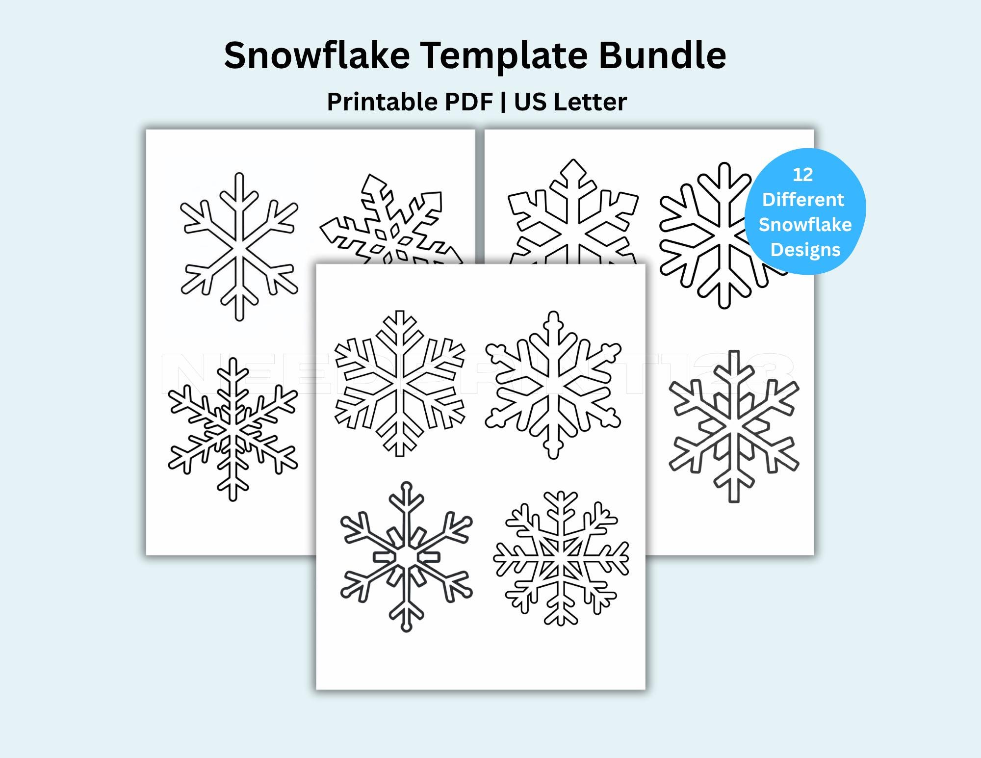 Snowflake Outline Template Bundle: Instant Download PDF, Printable ...