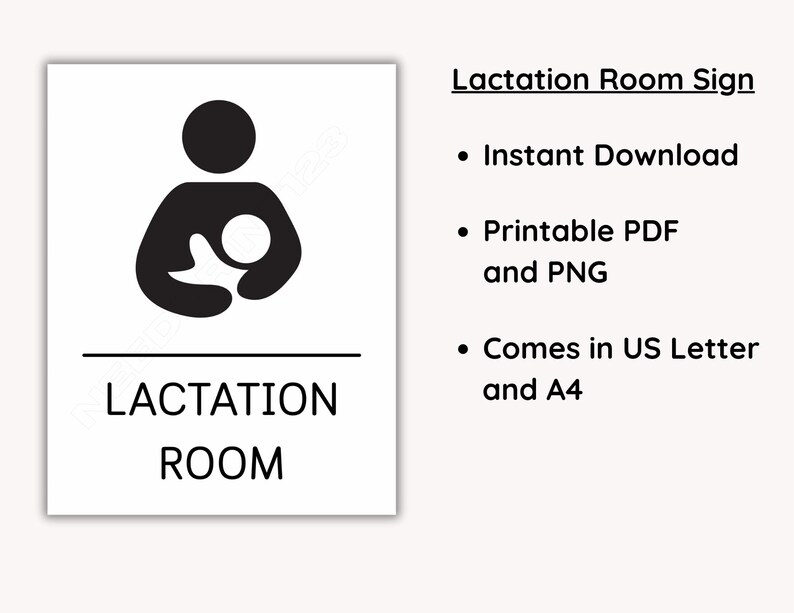 Lactation Room Sign, Printable Nursing Sign: Instant Download, US ...