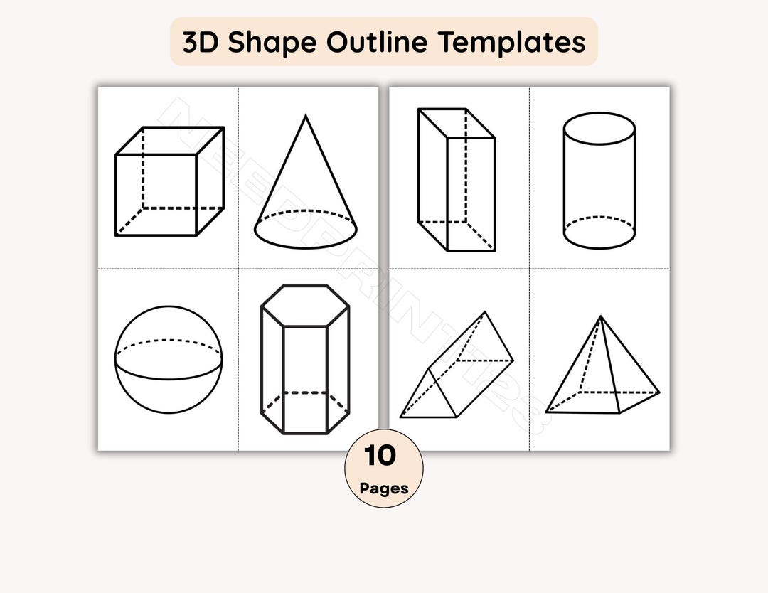 3D Shapes Outline Templates: Instant Download PDF, Printable Shapes - Etsy