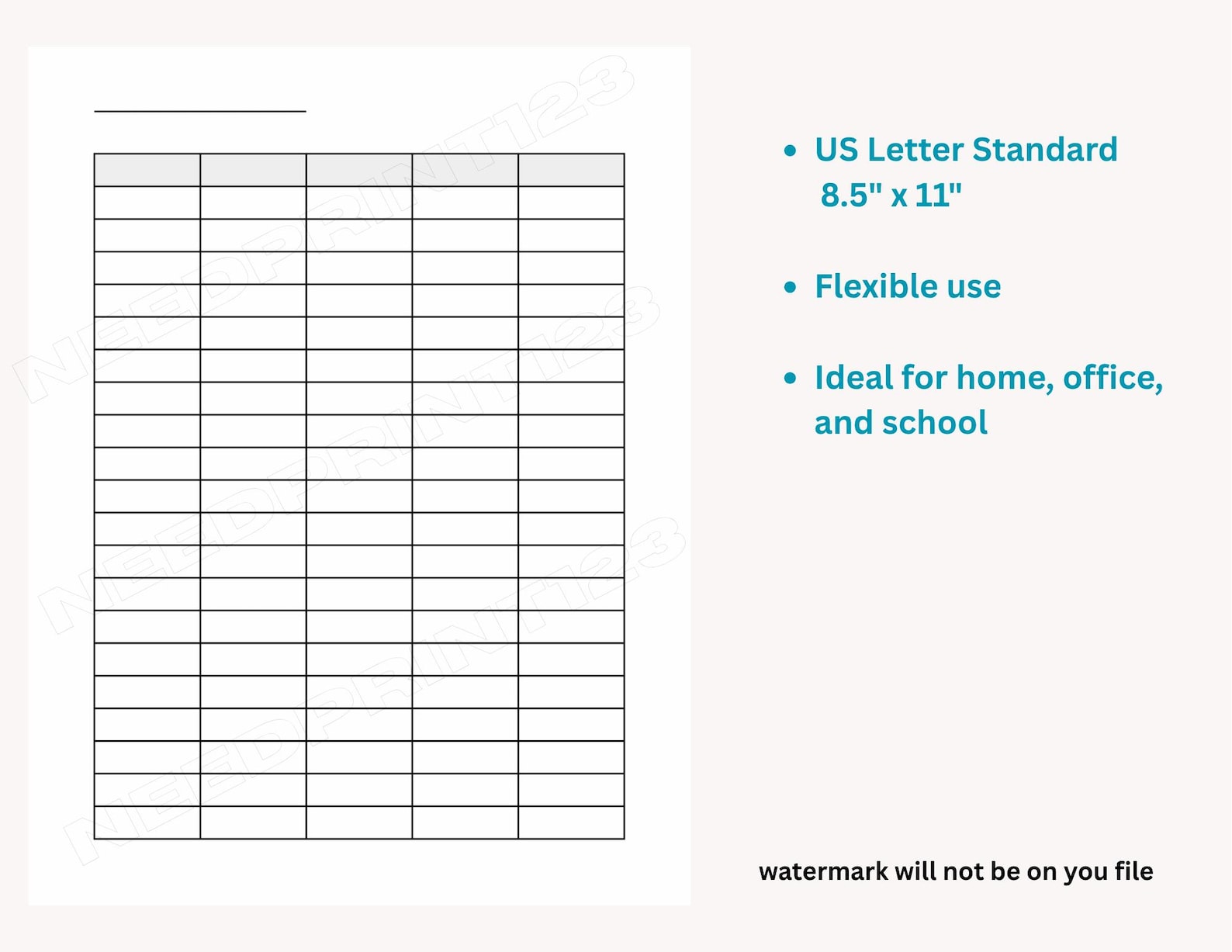General Log Sheet Printable, Home, School, Office (US Letter PDF) - Etsy