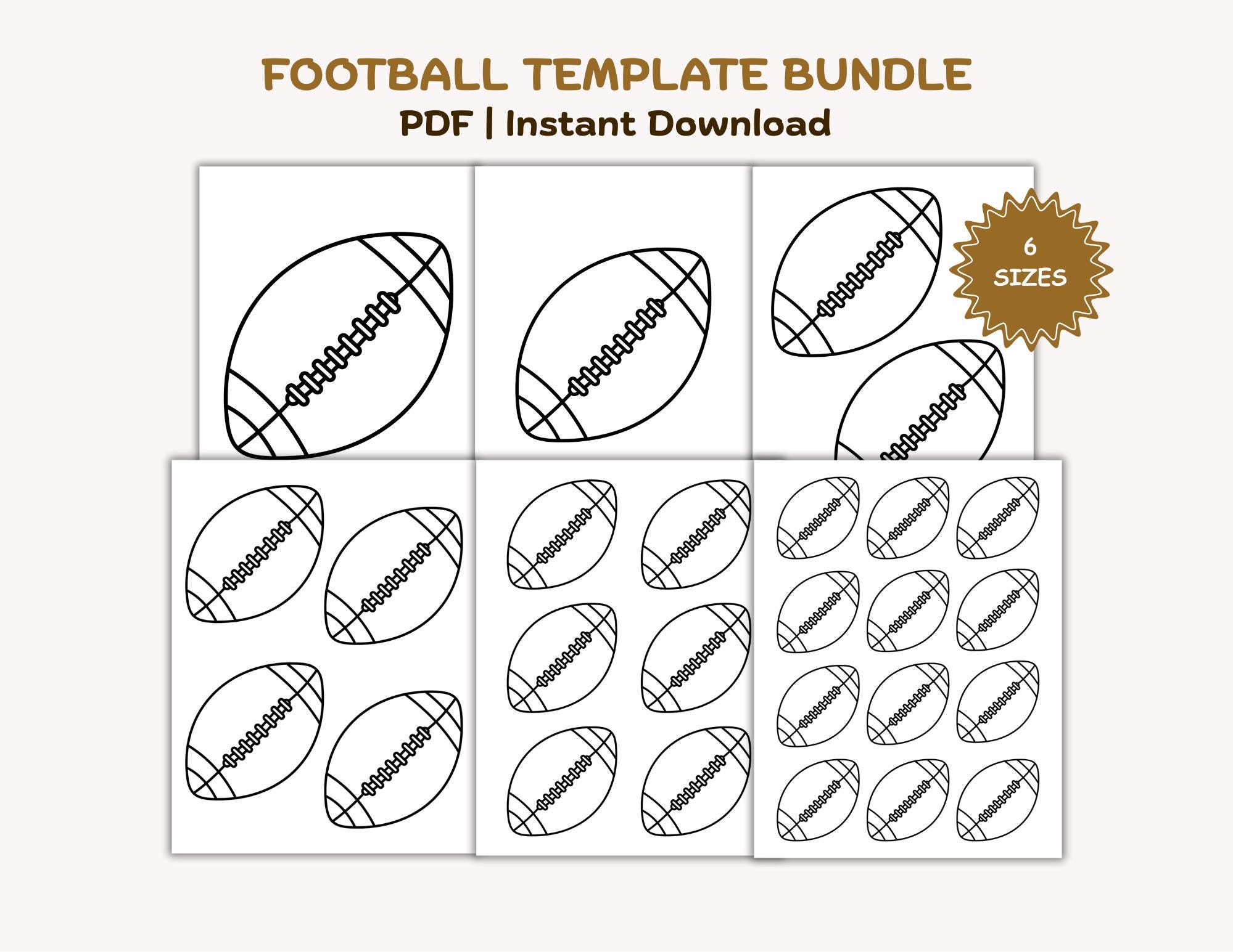 Football Template Bundle Printable, Superbowl DIY Crafts: Instant ...