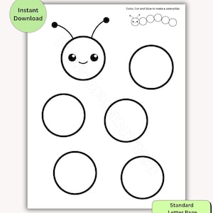 Caterpillar Coloring Craft Activity: Fine Motor Skills Printable (PDF ...