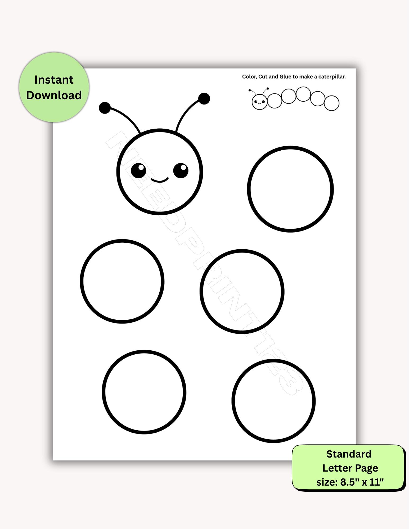 Caterpillar Coloring Craft Activity: Fine Motor Skills Printable (PDF ...