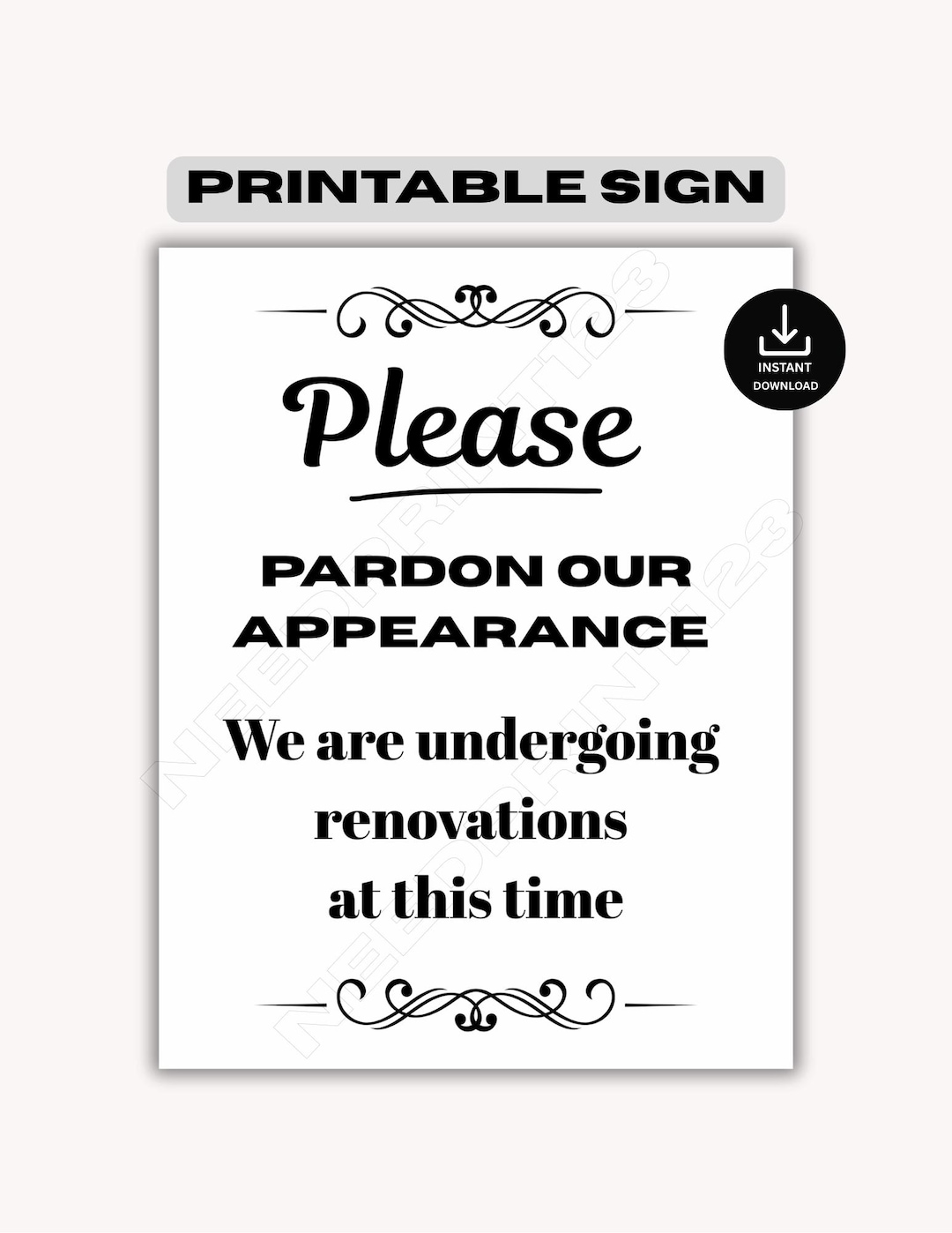 Pardon Our Appearance Printable Sign: Instant Download, A4 & US Letter ...