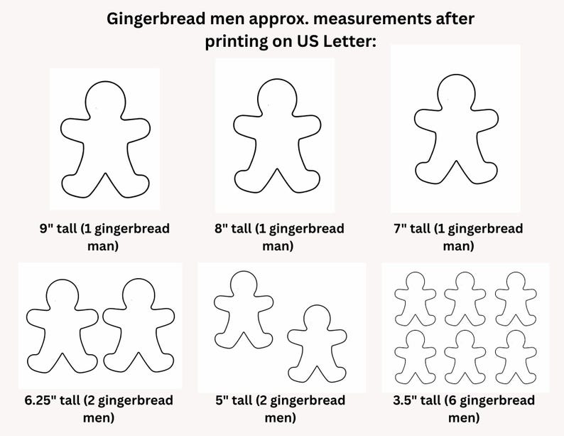 Gingerbread Man Outline Template Bundle: Instant Download PDF, DIY ...
