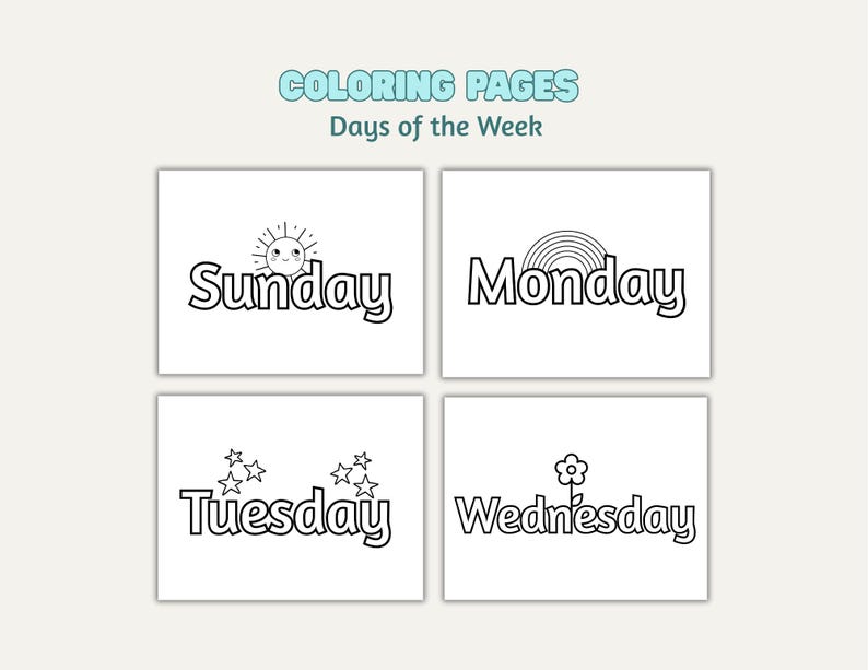 Days of the Week Coloring Pages: Home and School Printable Activity ...
