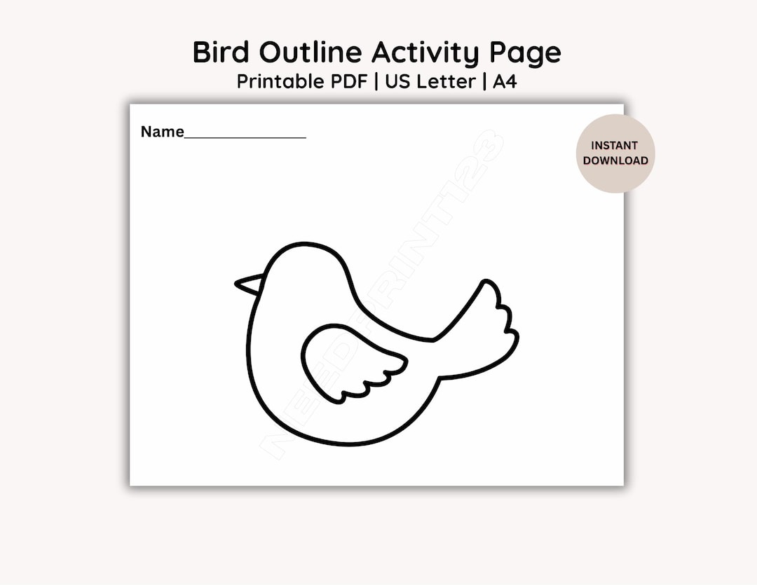 Bird Outline Activity Coloring Page: Kid's Craft Activity (PDF ...